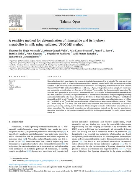 Pdf A Sensitive Method For Determination Of Nimesulide And Its