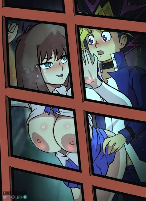 Rule 34 Against Window Anzu Mazaki Breasts Out Canon Couple