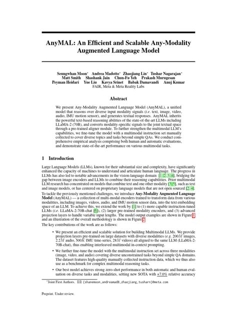 anymal an efficient and scalable any modality augmented language model