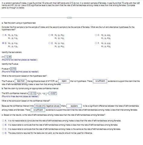 Solved In A Random Sample Of Males It Was Found That Chegg Com