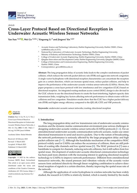 pdf cross layer protocol based on directional reception in underwater