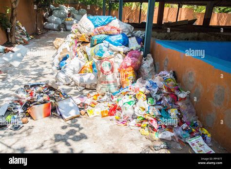 Waste Plastic Bottles And Other Types Of Plastic Waste At The Waste Disposal Site Waste