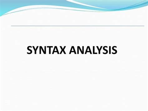 Compiler Design Syntax Analysis Ppt