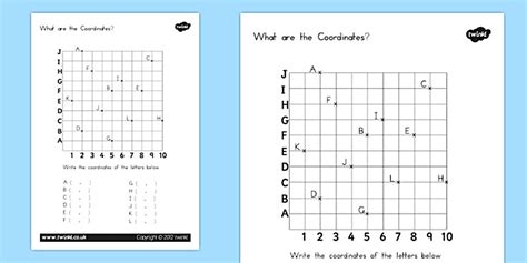 What Are The Coordinates Worksheet Coordinates Twinkl