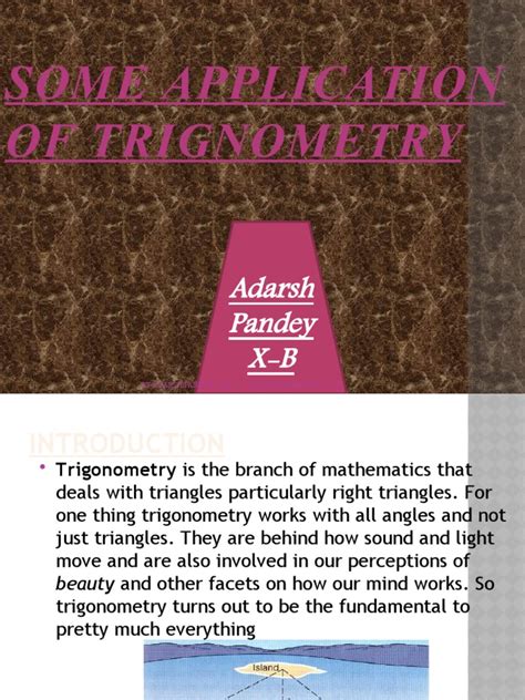 Math Project Some Applications Of Trigonometry Pdf Trigonometric Functions Trigonometry