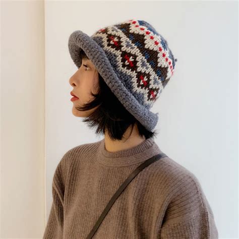 위드썸띵 뜨개니트벙거지 겨울모자 방한모자 털모자 여성겨울모자 벙거지모자 버킷햇 니트모자