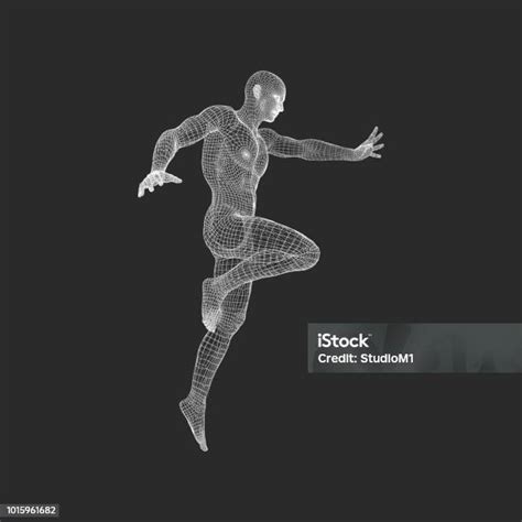 남자 인체 와이어 모델의 3 차원 모델입니다 디자인 요소입니다 기술 벡터 일러스트입니다 사이보그에 대한 스톡 벡터 아트 및 기타 이미지 Istock