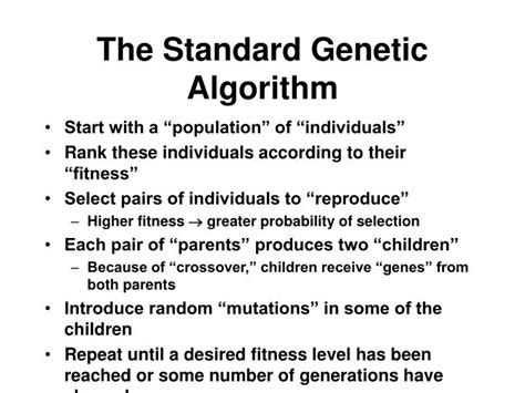 Ppt The Standard Genetic Algorithm Powerpoint Presentation Free Download Id 6535127