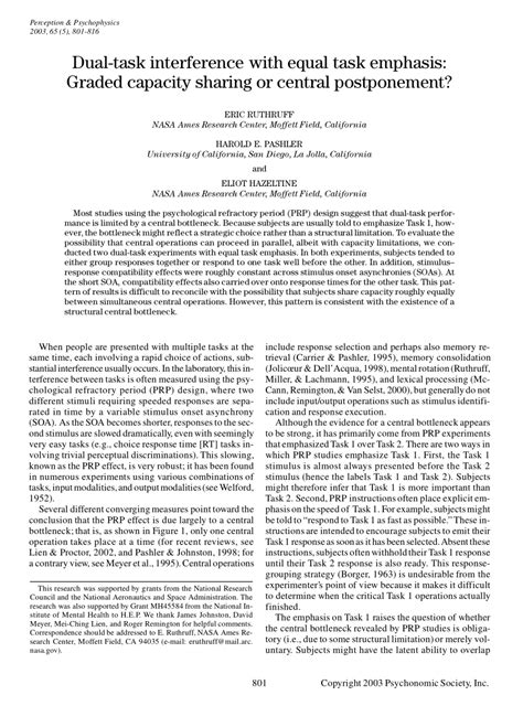 Pdf Dual Task Interference With Equal Task Emphasis Graded Capacity