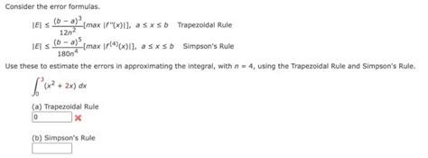 Solved Consider The Error Formulas