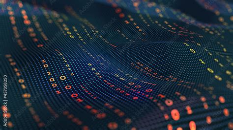 Waves Of Computer Code Binary Code Big Data Internet Technologies Of
