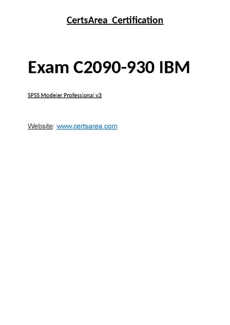 Exam C2090 930 Ibm Spss Modeler Professional V3 Certsarea Certification Exam C2090 930 Ibm
