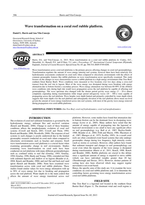 Pdf Wave Transformation On A Coral Reef Rubble Platform