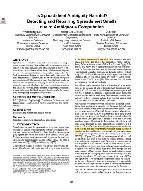 Icse2014 Is Spreadsheet Ambiguity Harmful Detecting And Repairing Spreadsheet Smells Due To
