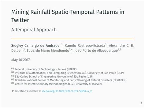Mining Rainfall Spatio Temporal Patterns In Twitter A Temporal Approach Ppt