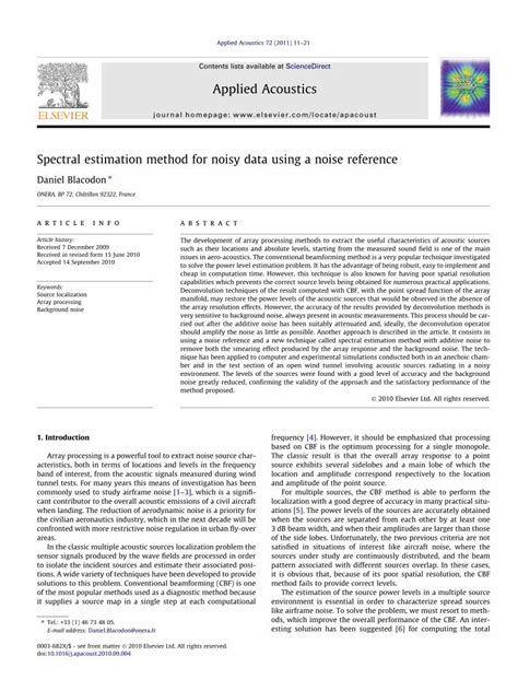 pdf spectral estimation method for noisy data using a noise reference