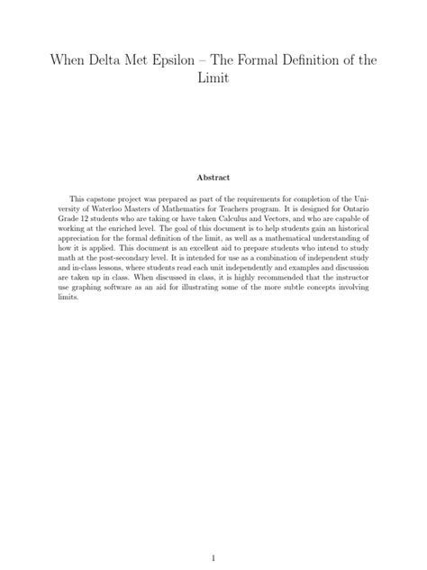 The Delta Epsilon Method For Proof In Mathematics Pdf Infinity Ratio