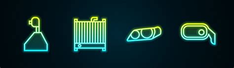 세트 라인 기어 시프터 자동차 라디에이터 냉각 시스템 헤드 라이트 및 백미러 빛나는 네온 아이콘입니다 벡터 0명에 대한 스톡 벡터 아트 및 기타 이미지 Istock