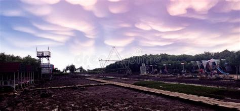 Very Beautiful Wavy Clouds Above The Village Of Bumi Kertomulyo Stock Image Image Of Sunlight