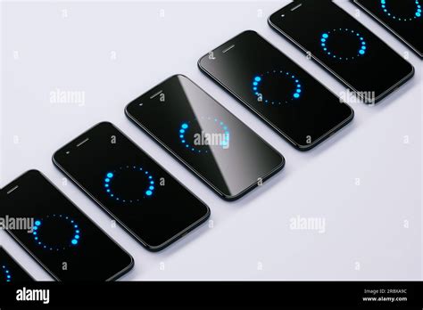 3d rendering of a set of smartphones displaying sync icons