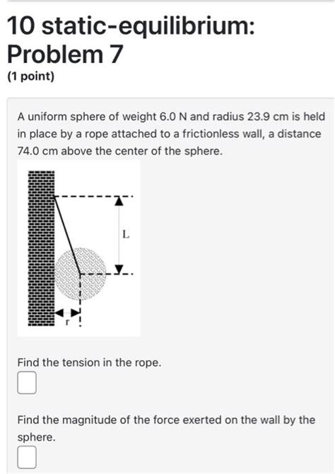 solved 10 static equilibrium problem 7 1 point a uniform