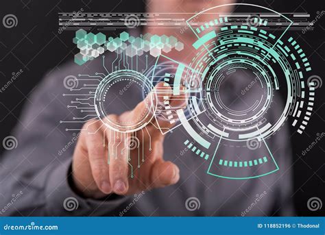 Man Touching A Technology Concept Stock Illustration Illustration Of Person Design