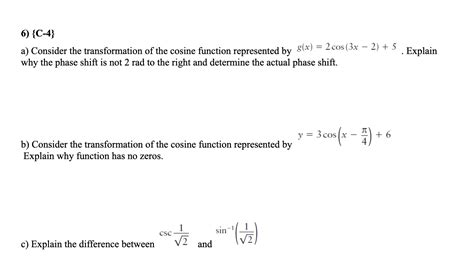 solved 6 {c−4} a consider the transformation of the cosine
