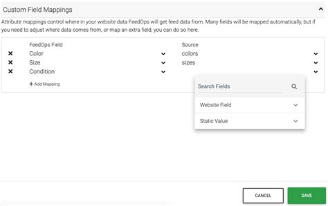 New Feature Feed Attribute Mapping Feedops