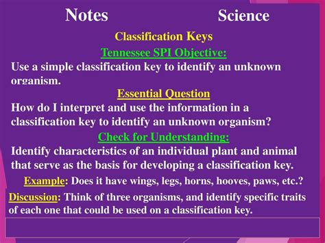 notes science classification keys tennessee spi objective ppt download