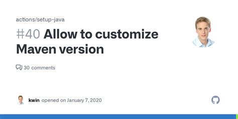 Allow To Customize Maven Version · Issue 40 · Actionssetup Java · Github