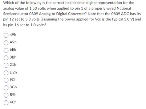 solved which of the following is the correct hexidecimal