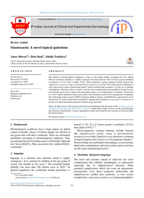 Pdf Ozenoxacin A Novel Topical Quinolone