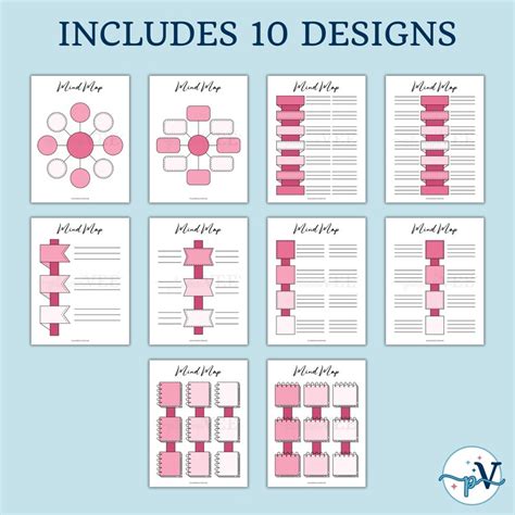 Pink Mind Maps Chart Brainstorming Map Diagram Visual Mind Map Planner Printable Thought Planner