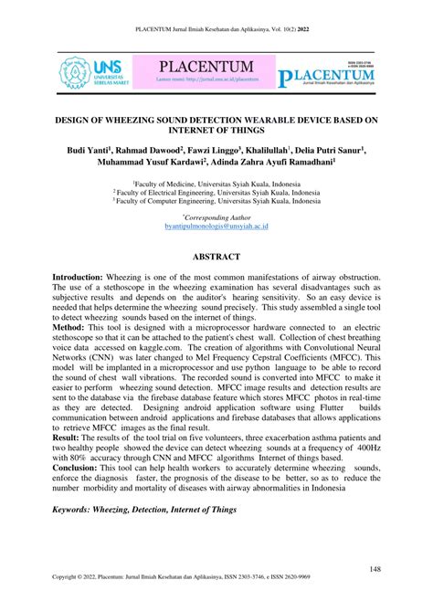 Pdf Design Of Wheezing Sound Detection Wearable Device Based On