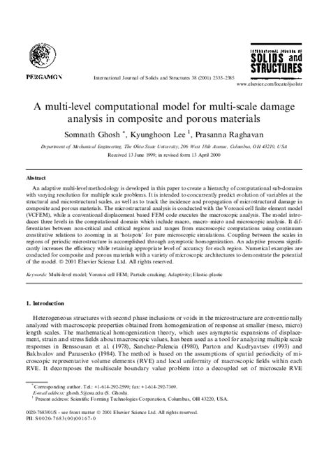 Pdf A Multi Level Computational Model For Multi Scale Damage Analysis
