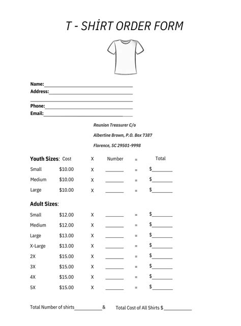 T Shirt Order Form Template Minimalist Editable Word Canva Pdf Etsy