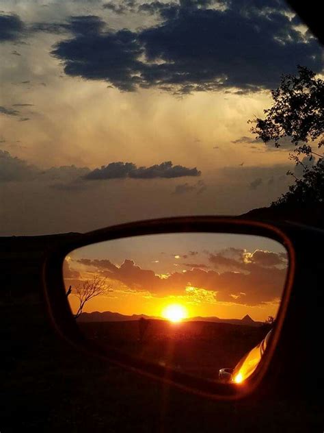 West Texas Sunset In Rear View Mirror