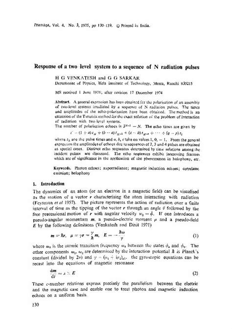 Pdf Response Of A Two Level System To A Sequence Of N Radiation