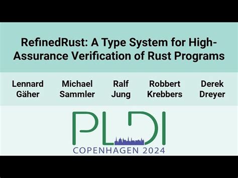 Free Video Refinedrust A Type System For High Assurance Verification