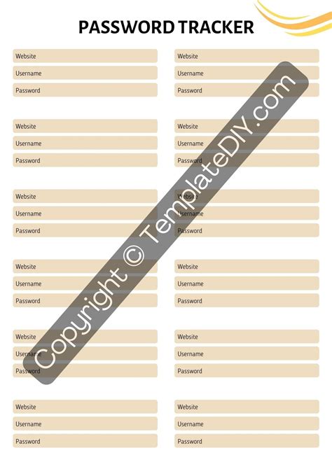 Password Tracker Template Printable In Pdf Word Excel