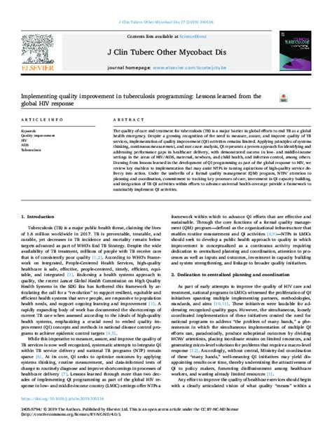 Pdf Implementing Quality Improvement In Tuberculosis Programming