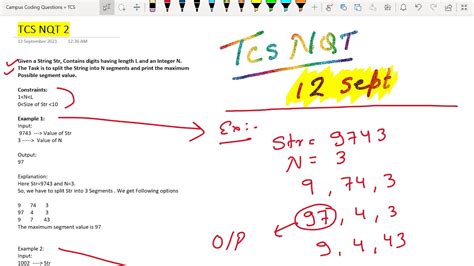 Tcs Nqt Coding Question Divide String Into Segment Recently Asked Repeated Question 12