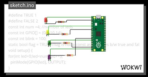 Four Led Blinking Wokwi Esp32 Stm32 Arduino Simulator