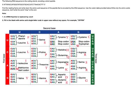 Solved The Following Dna Sequence Is The Coding Strand