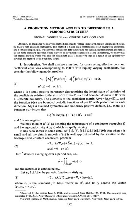 pdf a projection method applied to diffusion in a periodic structure