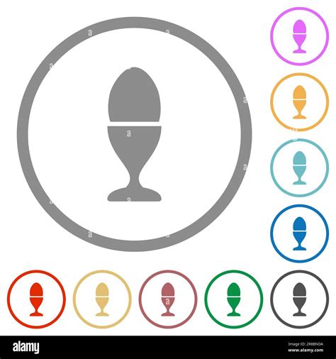 Egg In Egg Holder Solid Flat Color Icons In Round Outlines On White