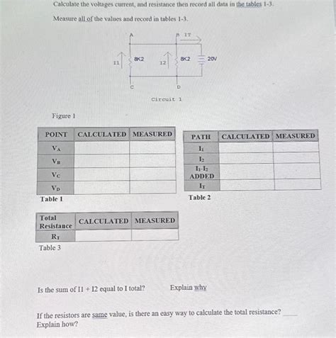 Solved Calculate The Voltages Current And Resistance Then