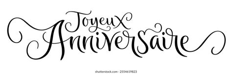 Joyeux Anniversaire Happy Birthday French Black Stock Vector Royalty