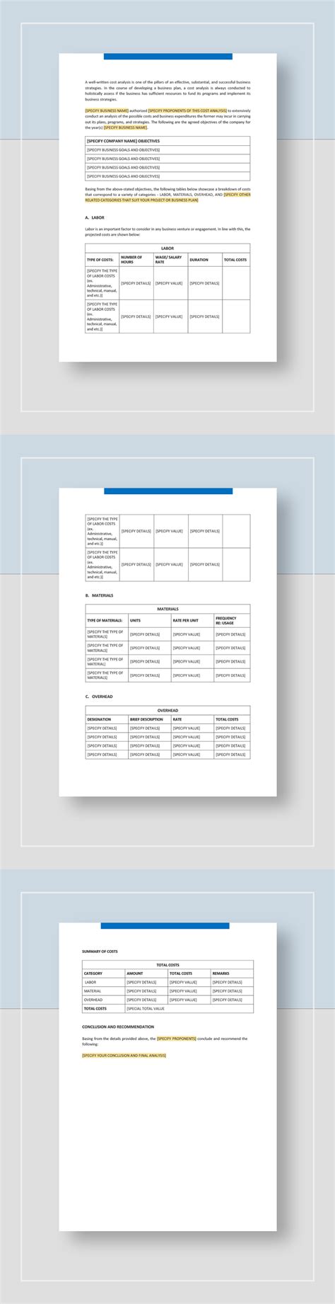 Free Simple Cost Analysis Template Google Docs Word Template Net
