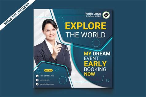 세계 디지털 마케팅 에이전시 소셜 미디어 포스트 배너 디자인 템플릿 살펴보기 프리미엄 벡터